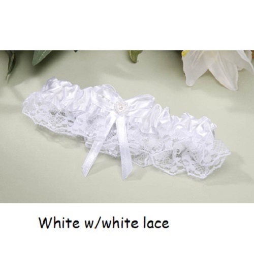 Wedding Garters Satin & Lace, Ribbon Bow w/ heart Blue,Black,Red,Pink ...