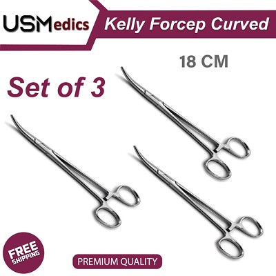 Hemostat Artery Kelly Forceps Curved 18cm Long Veterinary Tissue Holder ...