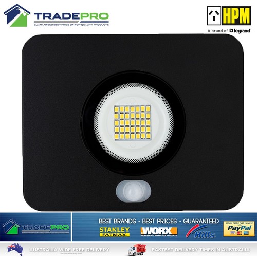 HPM LED Light Floodlight Slim Black 20W Sensor Outdoor Security Weather ...