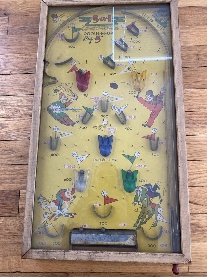 Vintage 1950s Pinball Game 5-in-1 ELECTRIC POOSH-M-UP "Big Five" | eBay
