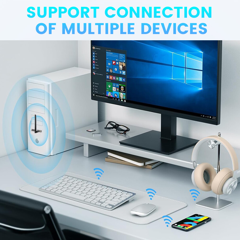 5.3 USB Bluetooth Adapter Desktop PC Laptop Music Fit For Windows 7/8.1 ...