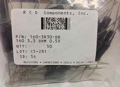 Lot of 50 RCD Resistors p/n 160-3R30-DB 3.3 ohms New | eBay