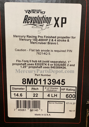 Mercury Revolution 4 XP 22 Pitch - LH Propeller - 48-8M0113945 ...