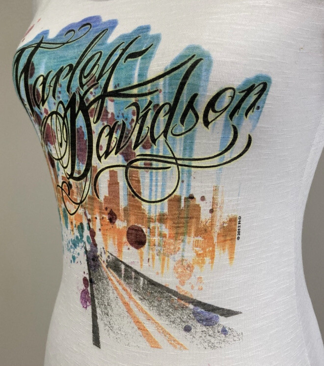 HARLEY DAVIDSON Motor Cycles Top Watercolor Graffiti … - Gem