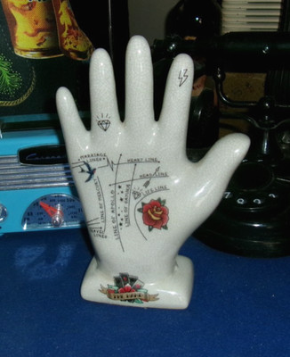 Ceramic 8 1/2" Palmistry Hand With Life Lines / Fortune Telling / Palm ...