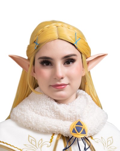 Women's Sequel Princess Cosplay Wig Golden Long Braided Wig with Elf ...