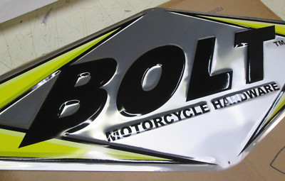 MOTORCYCLE DEALERS METAL SIGN - 36" X 12." BOLT MOTORCYCLE / COLLECTORS ...
