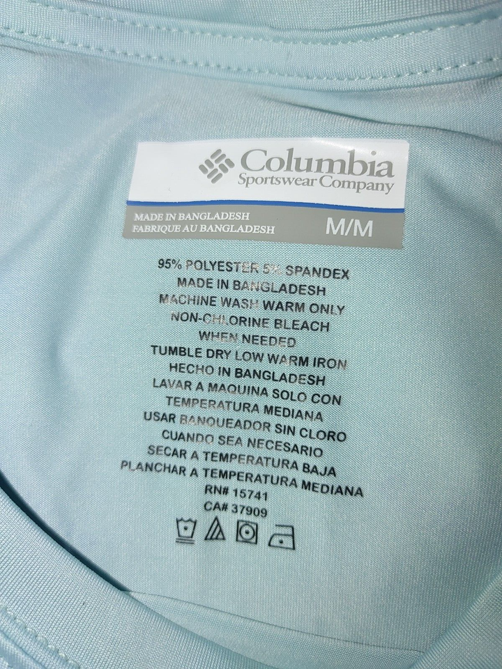 5293) NWOT COLUMBIA medium blue polyester knit t-shirt long sleeve new | eBay