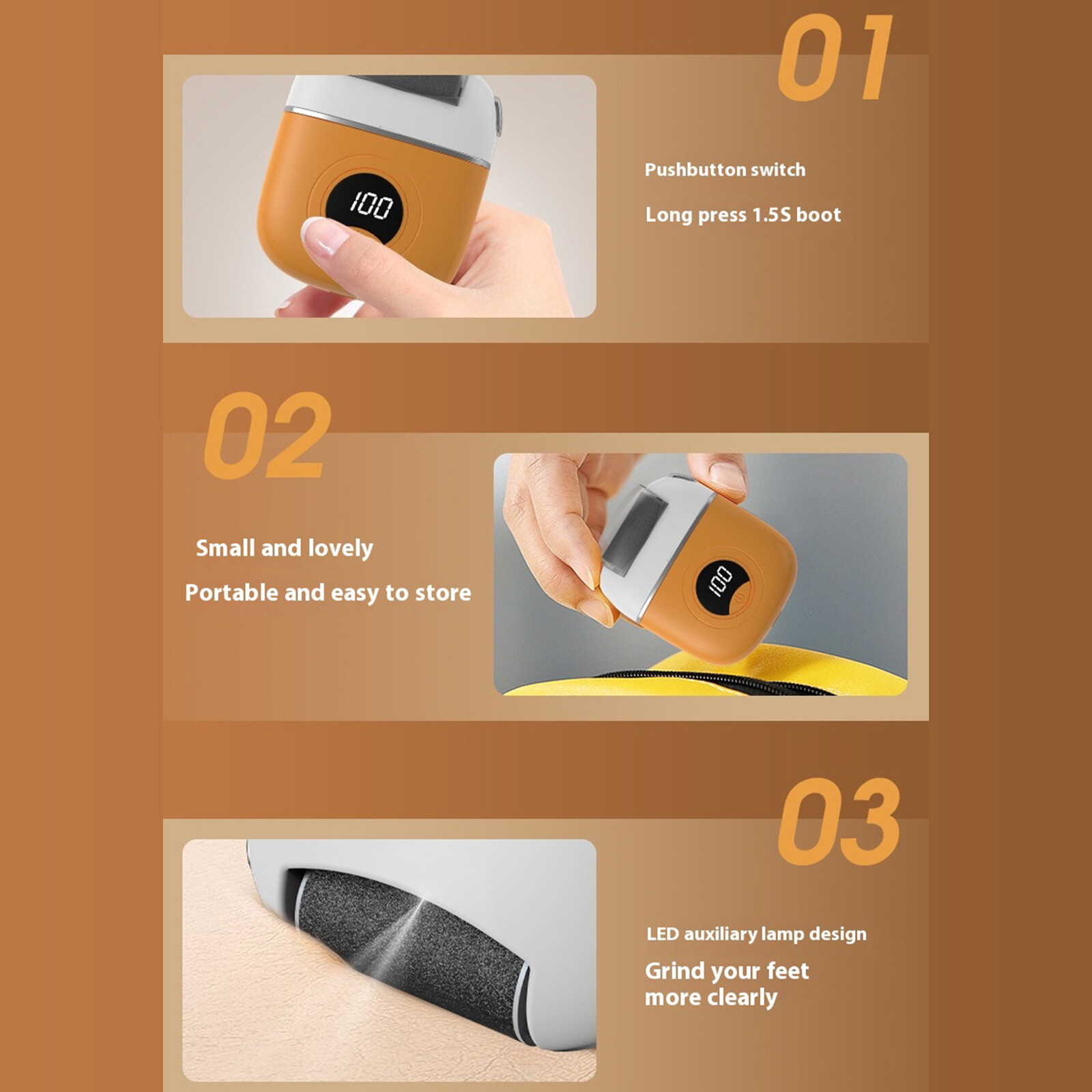 1PC Electric Callus Remover Foot Sander Rough Feet Rechargeable Dead ...
