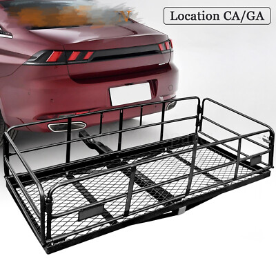 58" Folding Cargo Carrier Hitch Mount Basket Rack for SUV, Car, Camping ...