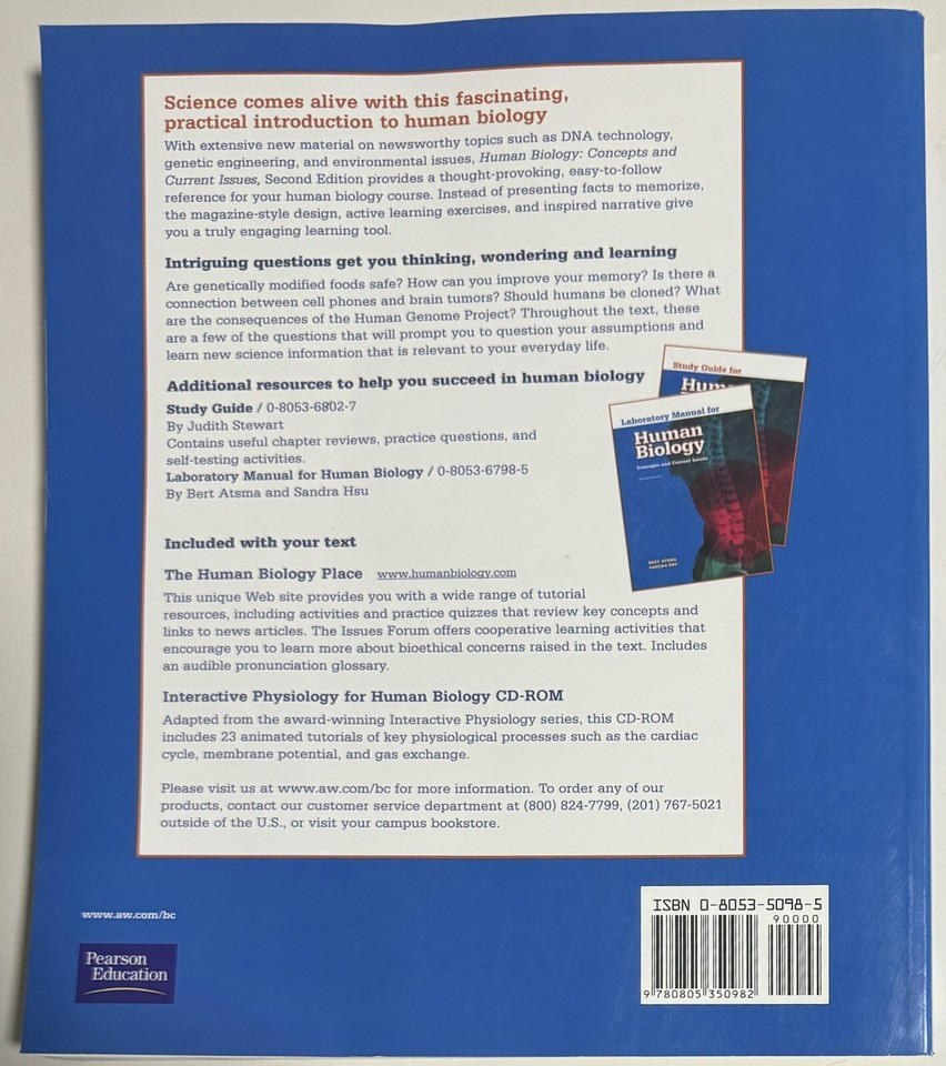 Human Biology by Michael D. Johnson Textbook Paperback Book Medicine ...