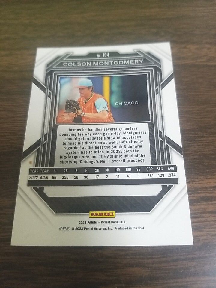 COLSON MONTGOMERY 2023 PANINI PRIZM CARD #104 WHITE SOX (PROSPECT ...