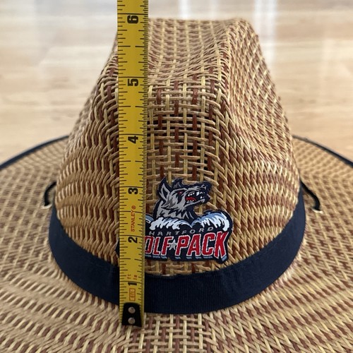 HARTFORD WOLF PACK STRAW HAT AHL ICE HOCKEY SUN CAP SUMMER GOLF WICKER ...