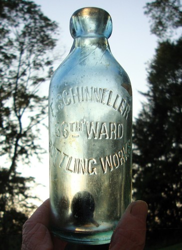 F. SCHINNELLER 36th WARD BOTTLING WORKS HUTCH SODA BOTTLE ...