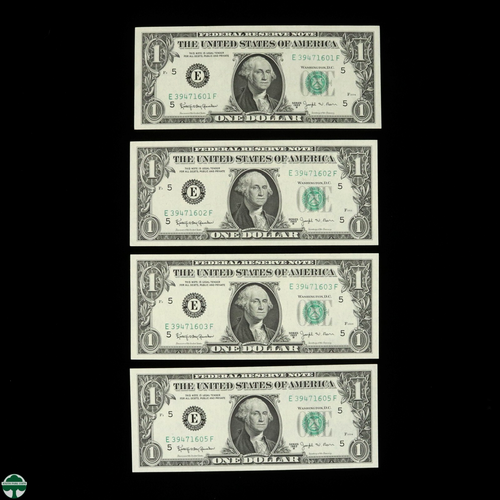 Lot of 4 Series of 1963 B $1 Barr Notes FRE Richmond - S/N Run of: 1,2 ...