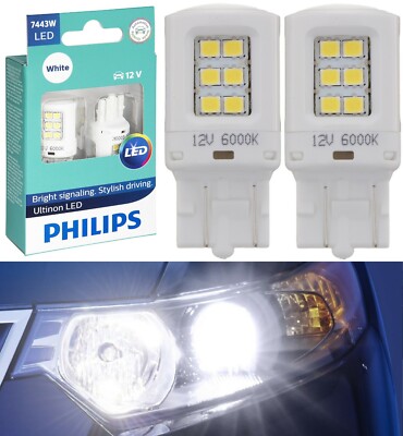 Philips Ultinon LED Light 7443 White 6000K Two Bulbs Rear Turn Signal ...