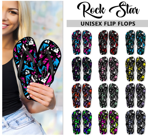 Rock Star Unisex Flip Flops #1 Sandals Abstract Art Vacation Fun ...