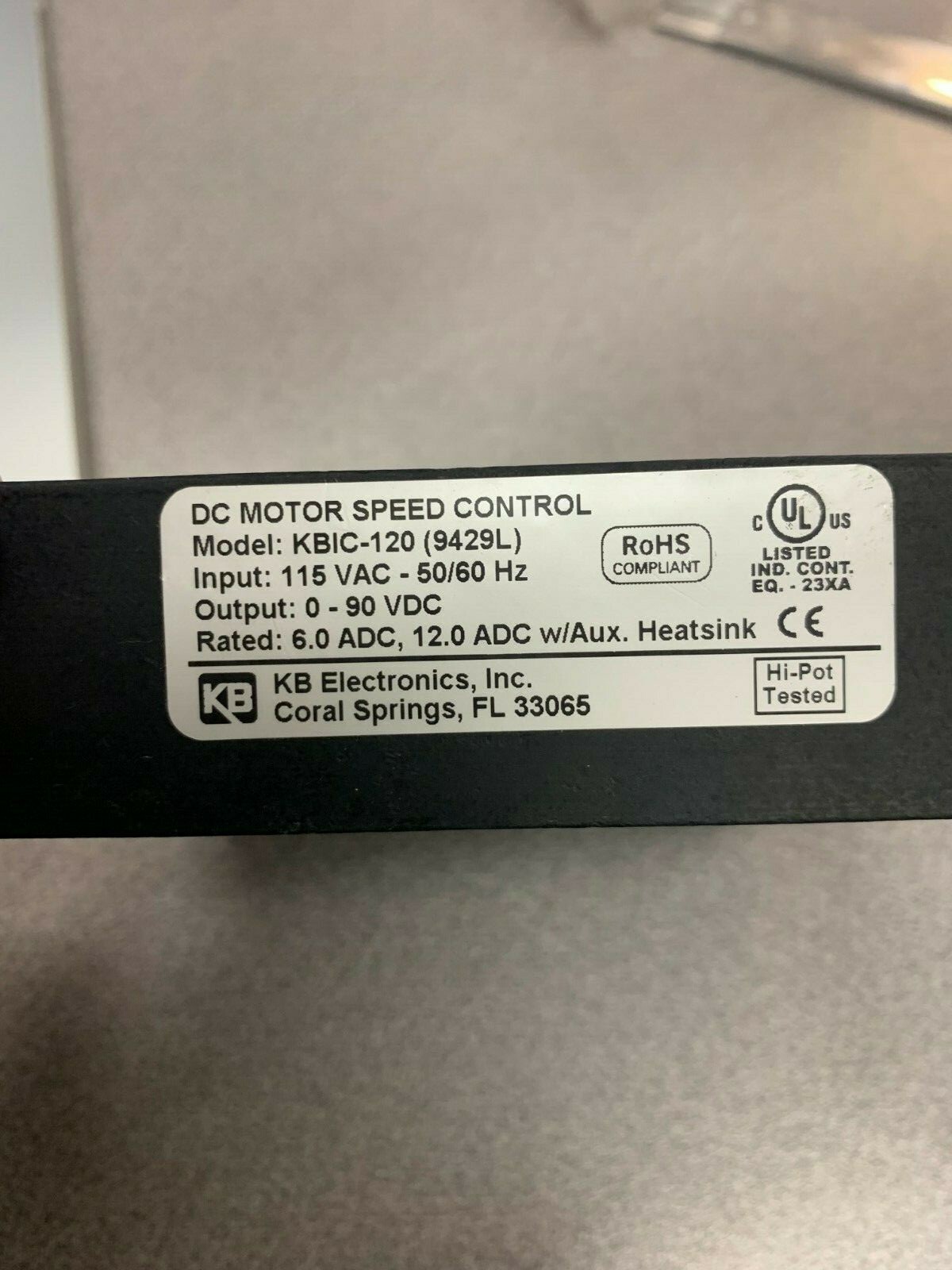 KB Electric DC Motor Speed Control, M/N: KBIC-120 (9429L) | eBay