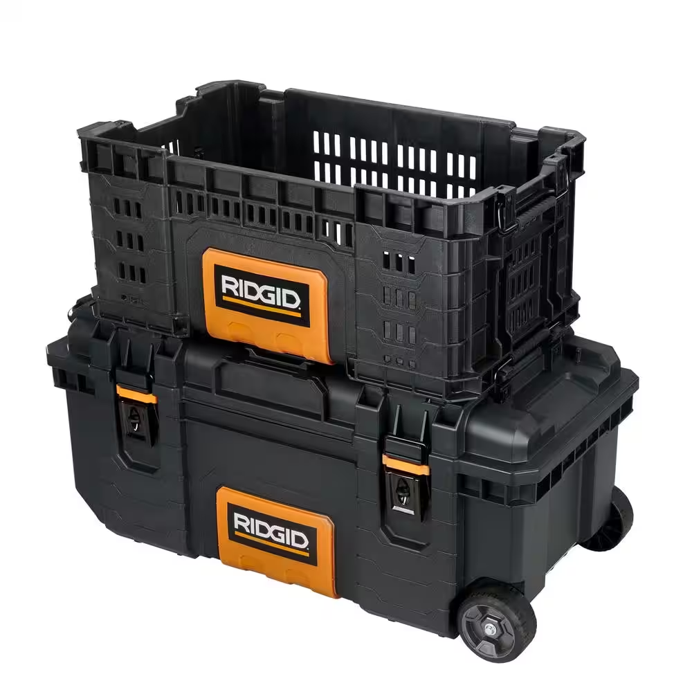 RIDGID 28 In. Portable Mobile Durable Job Box Organizer 100 lbs Job ...