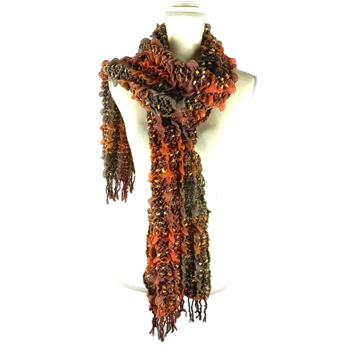 Scarf Rectangle 62" X 10" Orange Gray Stretchy Bohemian Grunge | eBay