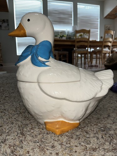 VINTAGE Ceramic Blue Bow Mother Goose Cookie Jar 1980s! | eBay
