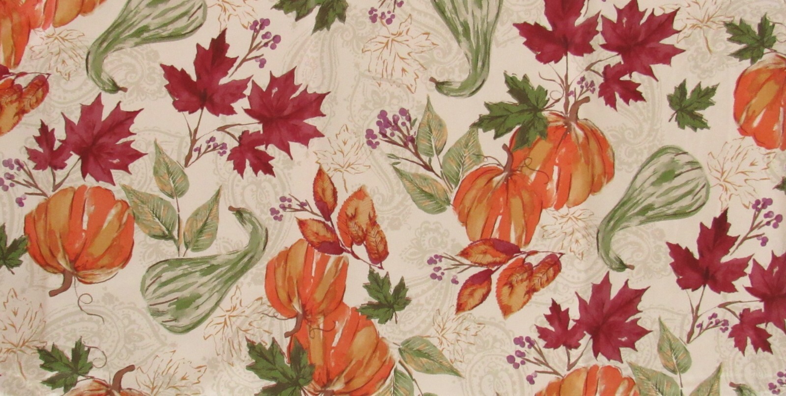 Autumn Leaves, Pumpkins, Gourds on Paisley Inlays Vinyl Tablecloth ...