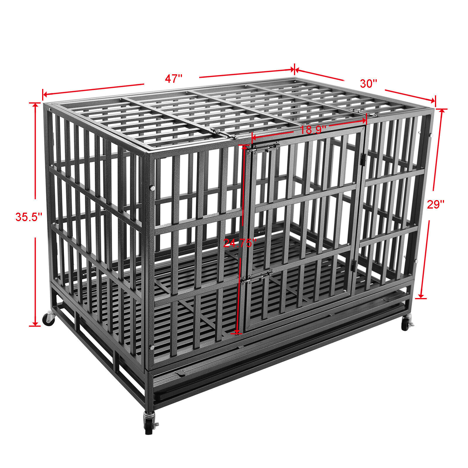 New Heavy Duty Dog Kennel Pet Iron Crate Cage 47 inch Stackable | eBay