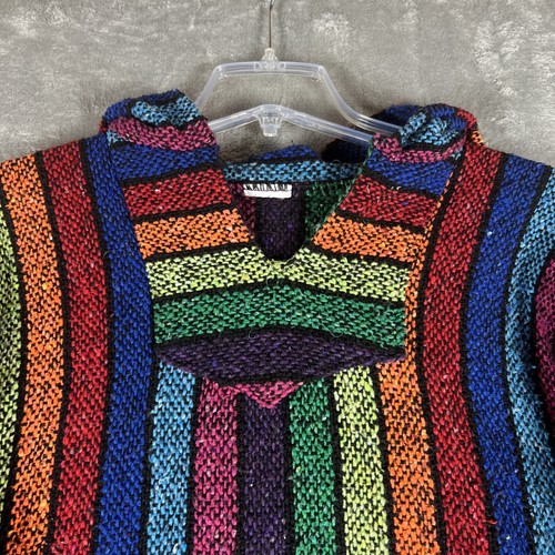 Baja Rainbow Hoodie Large Mexican Hoodie Surfer Pullover | eBay