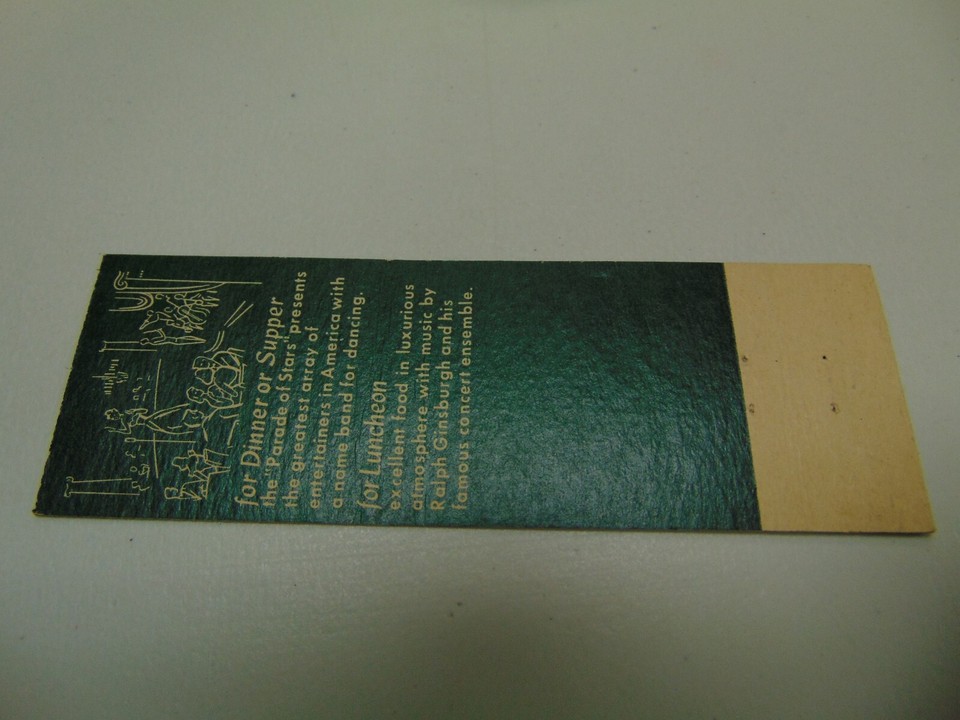 L13 Vintage Matchbook Cover The World Famous Empire Room Palmer House ...