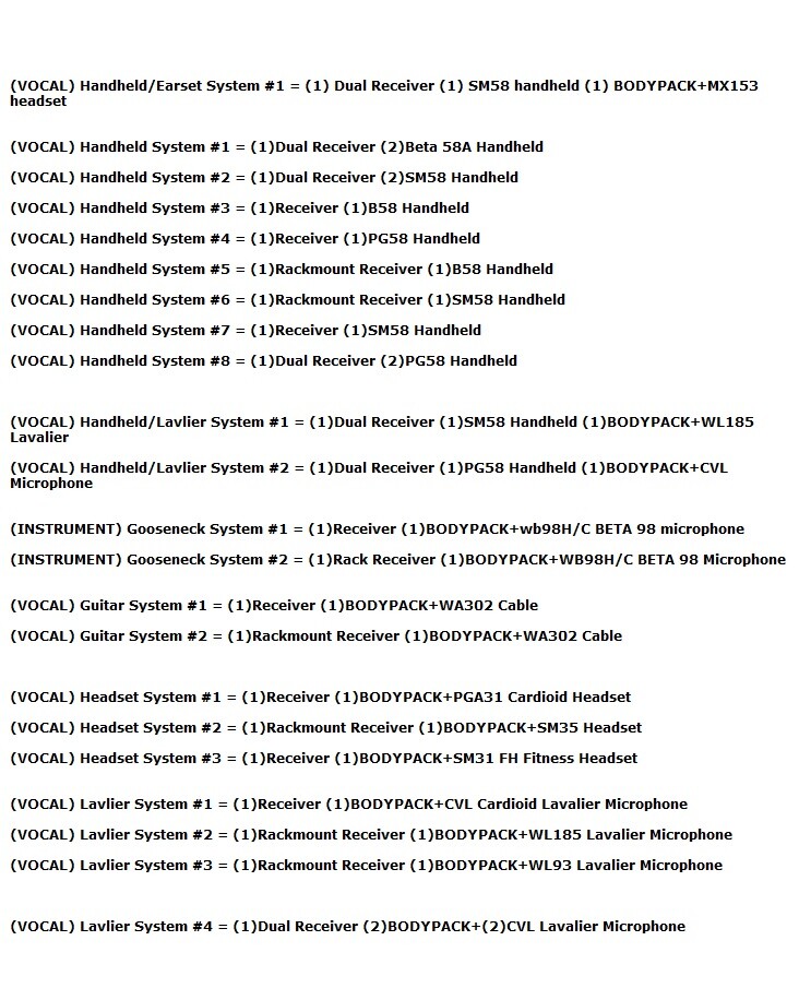 Shure Wireless System BLX All Series All Frequency Bands Available, H9 ...