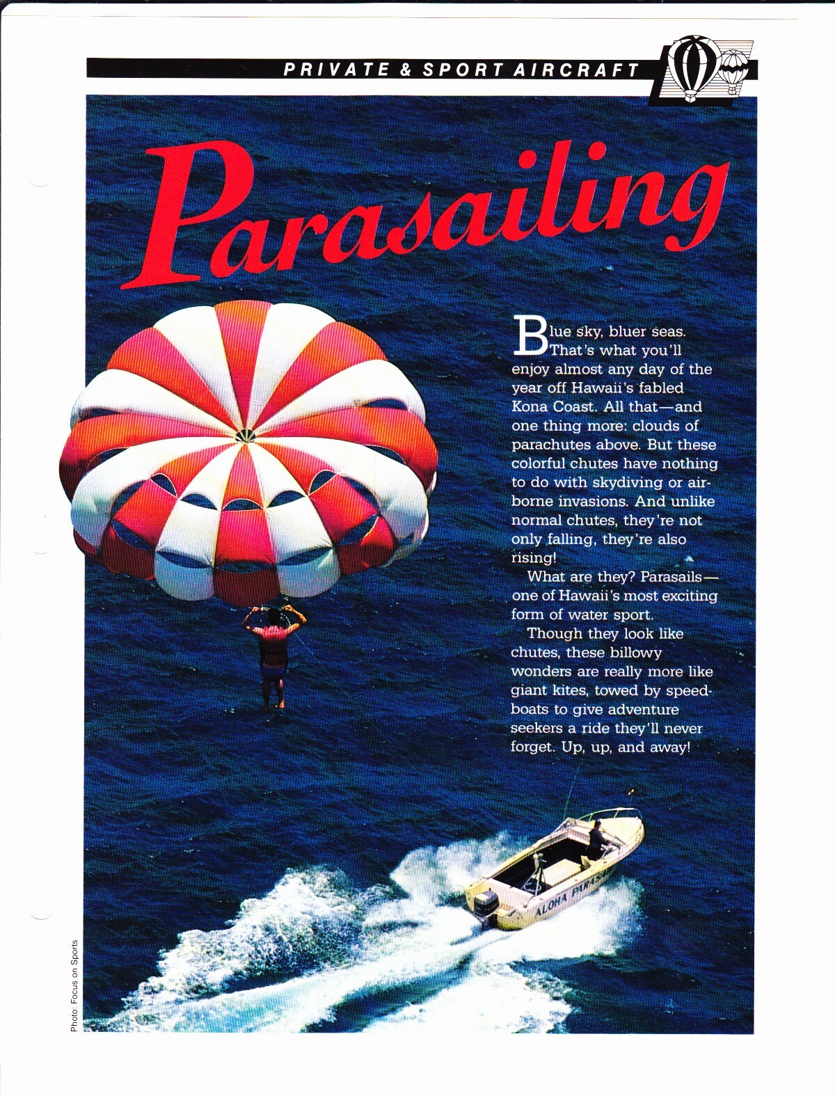 Parasailing (Paraskiing) Sport Spec Sheet Fact Card | eBay
