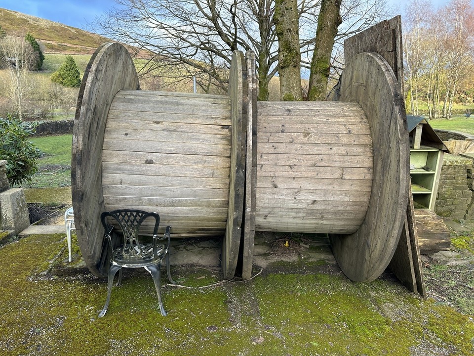 7ft Reclaimed Large Wooden Cable Reel Drum Great Table Rustic ...
