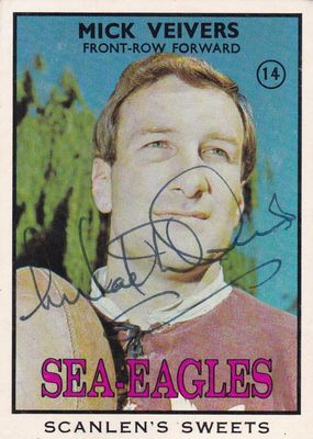 Mick VEIVERS SIGNED 1968 series 2 scanlens Manly Sea Eagles | eBay ...
