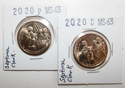 2020 P & D American Innovation Dollars Septima Clark $1 US Coins ...
