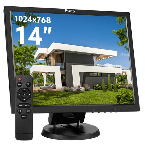 Eyoyo 14" LCD Monitor 1024x768 Display HDMI/VGA/AV/BNC Remote for ...