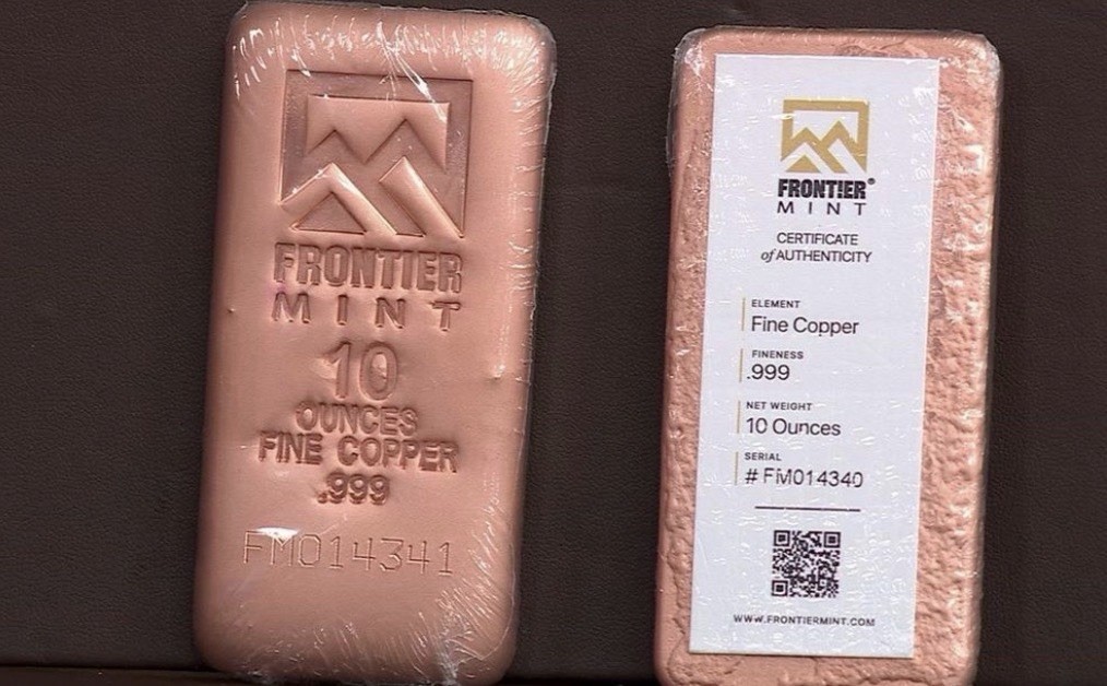 Frontier Mint 10oz AVDP .999 Fine Copper Bar Sealed w/CoA & Serial ...