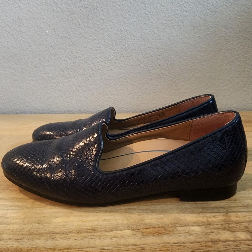 Vionic Womens Willa Boa Loafer Flats Embossed Snakeskin Slip On Black ...