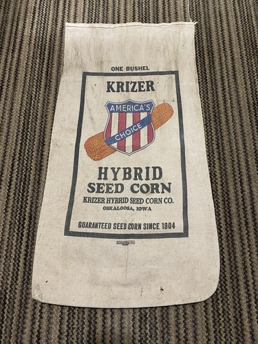 Vintage Krizer Hybrid Seed Corn Cloth Bag Farm Feed Sack Oskaloosa IA ...
