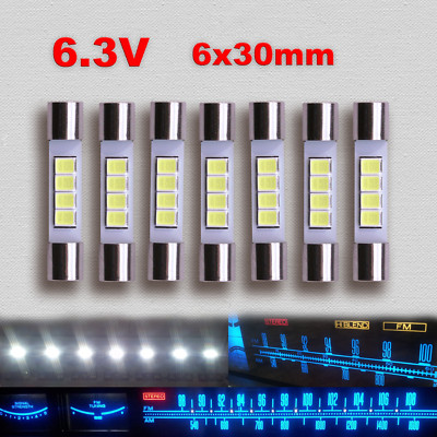 7x Vintage Audio LED Lamp Fuse Bulb Upgrade AC6.3V White 6x30mm Dial ...