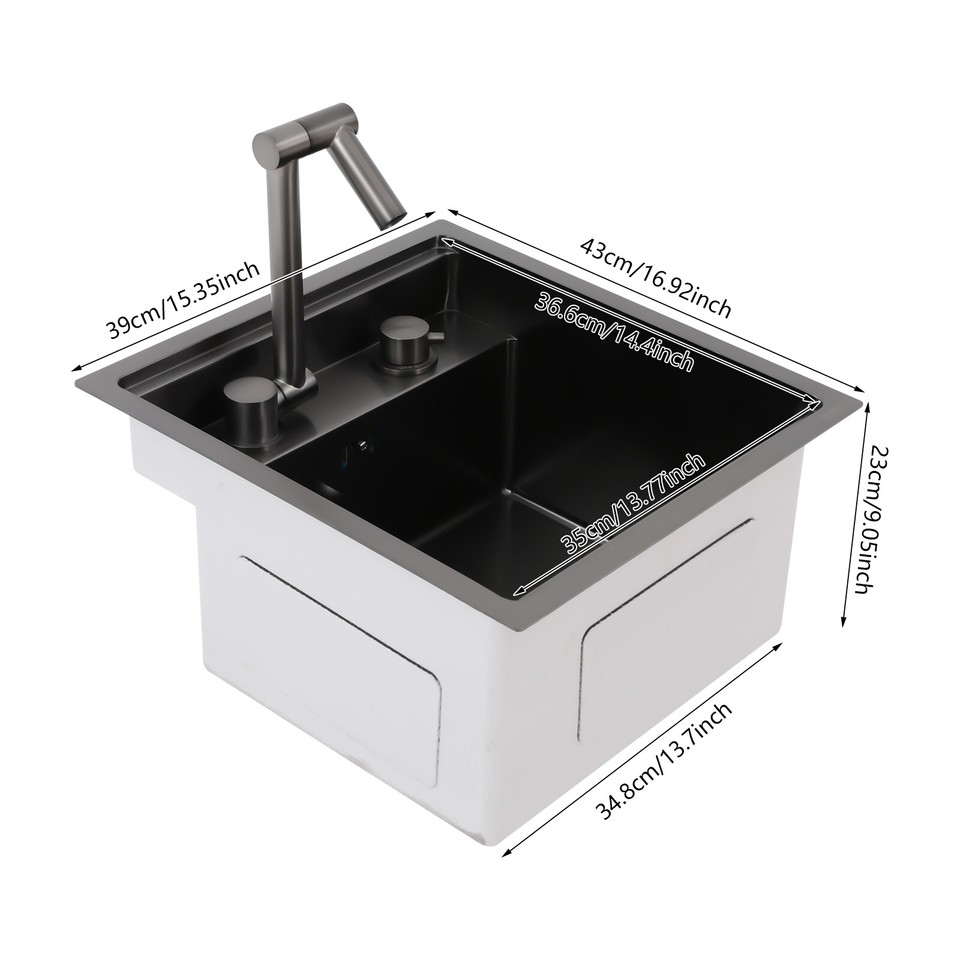 Hidden Kitchen Square Sink Single Bowl Sink Stainless Steel Sink ...