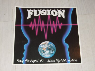 FUSION RAVE FLYER STERNS NIGHTCLUB WORTHING 1993 DANCE MEMORABILIA VGC ...