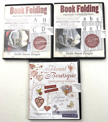 Lot 3 DEBBI MOORE DESIGNS CD ROM Book Folding Upper & Lower Case Floral ...