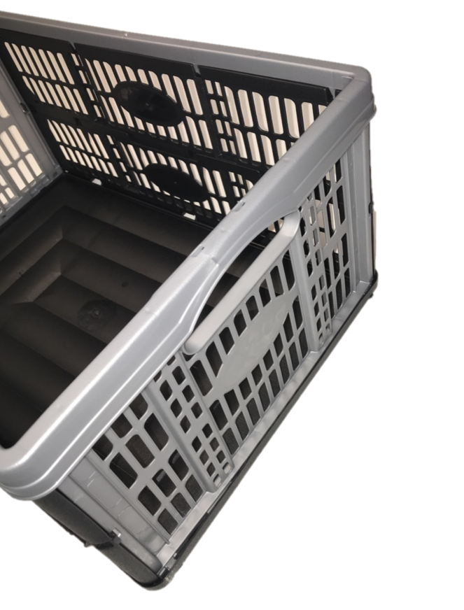 PACK OF 5 - PLASTIC FOLD FLAT STACKABLE STORAGE FOLDING CRATES BOXES 32 ...