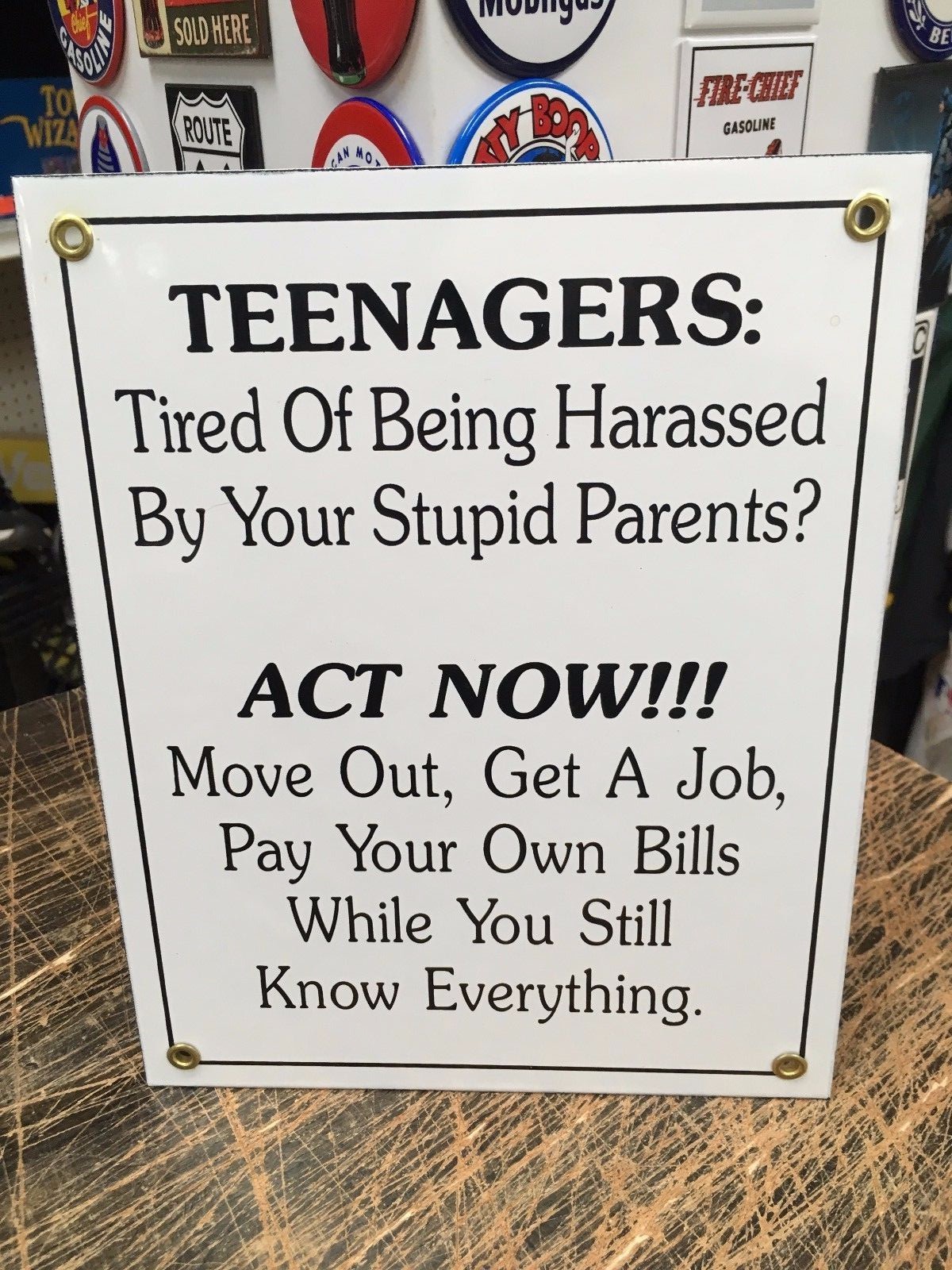 humorous MESSAGE TO YOUR TEENAGERS porcelain coated 18 GAUGE steel SIGN ...