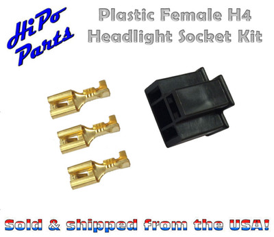 Plastic Female H4 Headlight Socket Plug Kit w/ Terminals fits 7” Round ...