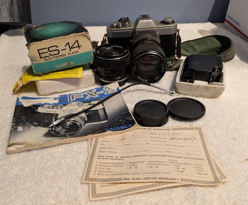 Yashica FX-2 Camera Untested/Not Working Lot 2 Lenses Possibly New ES ...