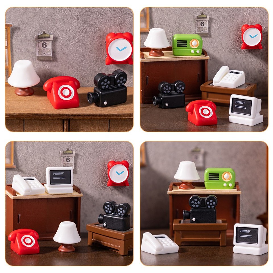 Vintage Style Tiny Radio Retro Alarm Clock Mini House Computer Models ...