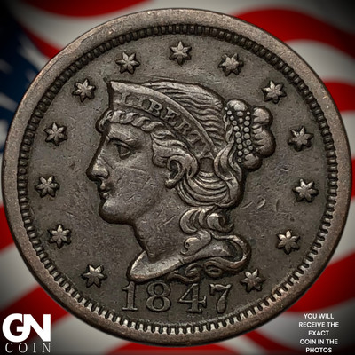 1847 Braided Hair Large Cent Z1124 | eBay