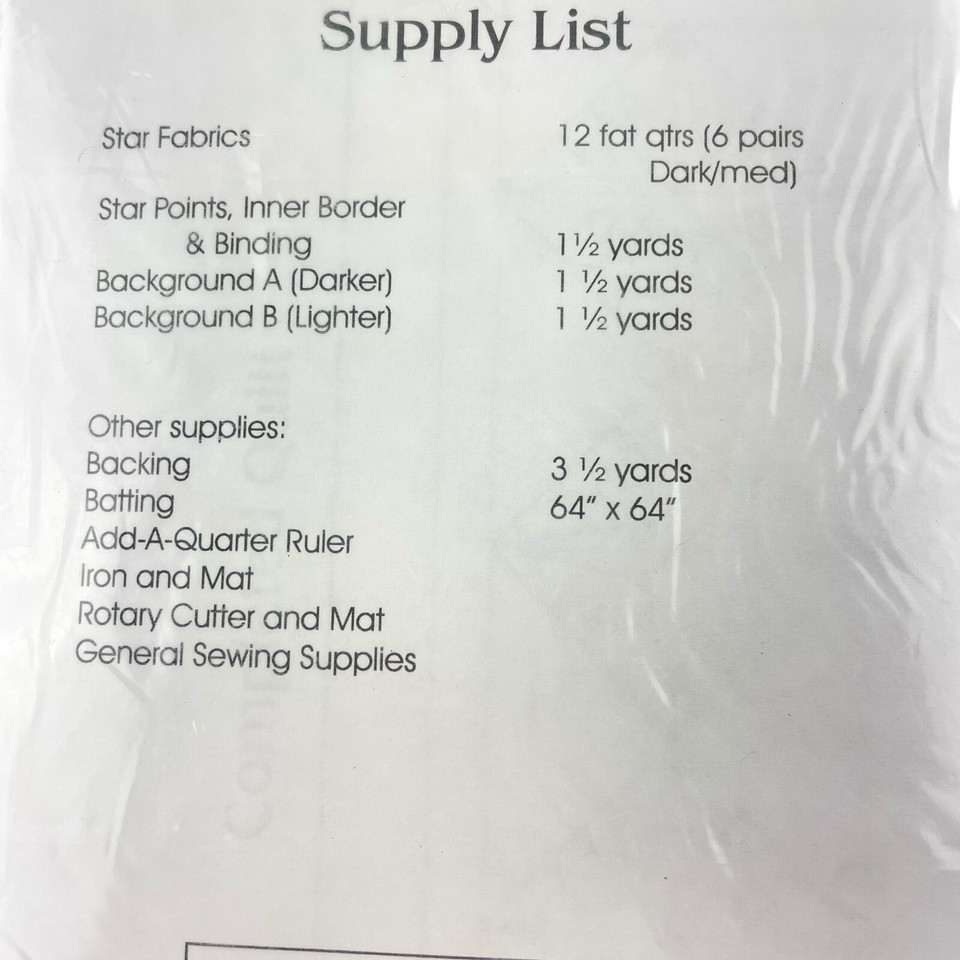 EZ Patterns Jeremy's Star Quilt 60" x 60" Includes Block Foundations | eBay