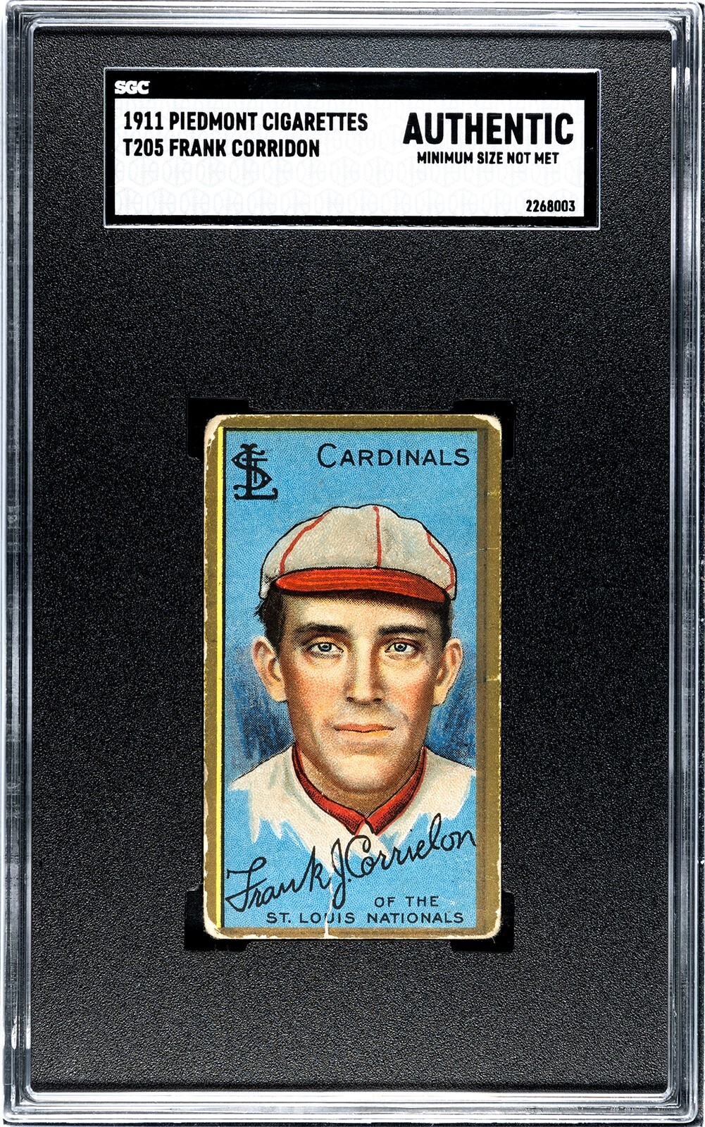 1911 T205 FRANK CORRIDON Piedmont Tobacco SGC Authentic Min Size ...
